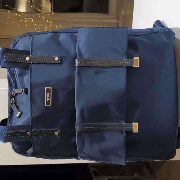Tumi | Bags | Tumi Epsom Convertible Backpack In Blue Silver Hardware ...